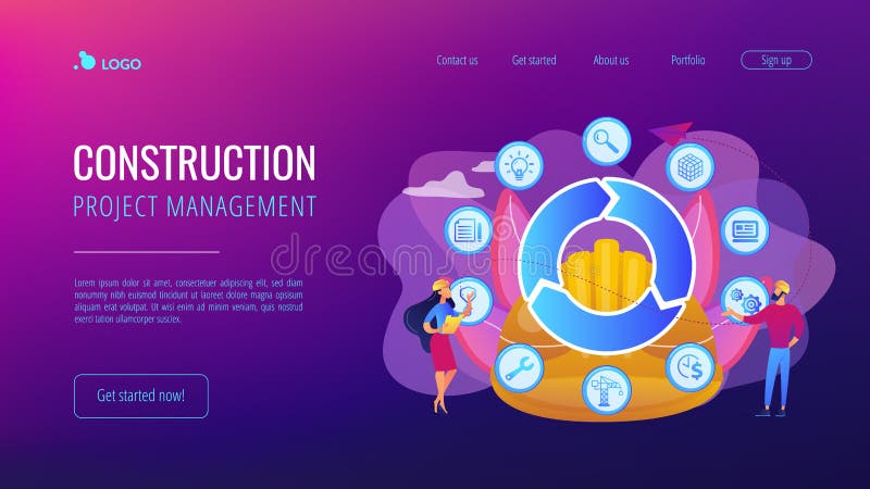 Building Information Modeling Concept Landing Page. Stock Vector ...