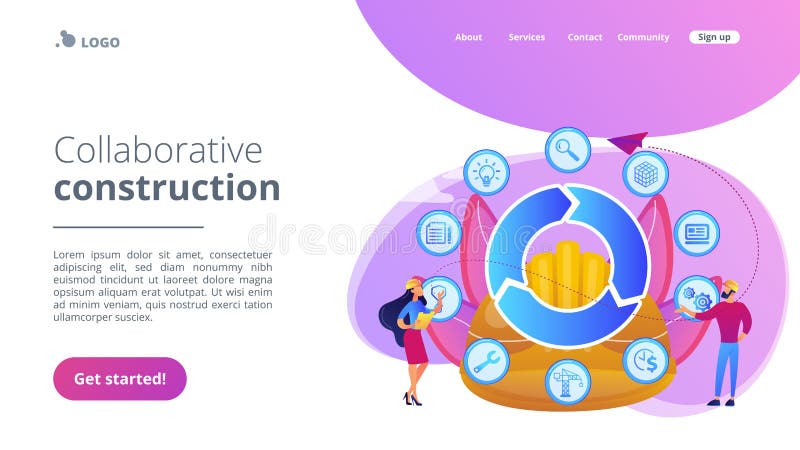 Building Information Modeling Concept Landing Page. Stock Vector ...