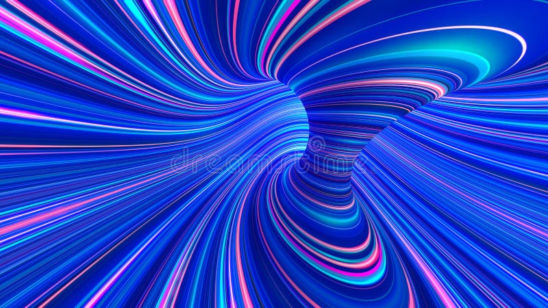 Information Funnel, Big Data Flow. Strings of Light in a Neon Whirlpool ...