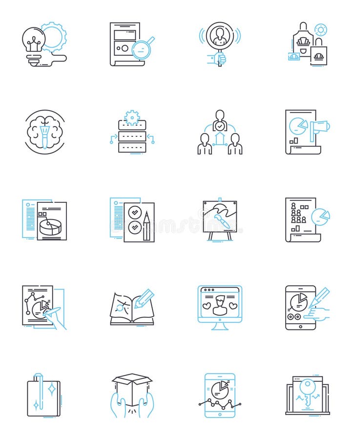 Information Handling Linear Icons Set. Retrieval, Management ...