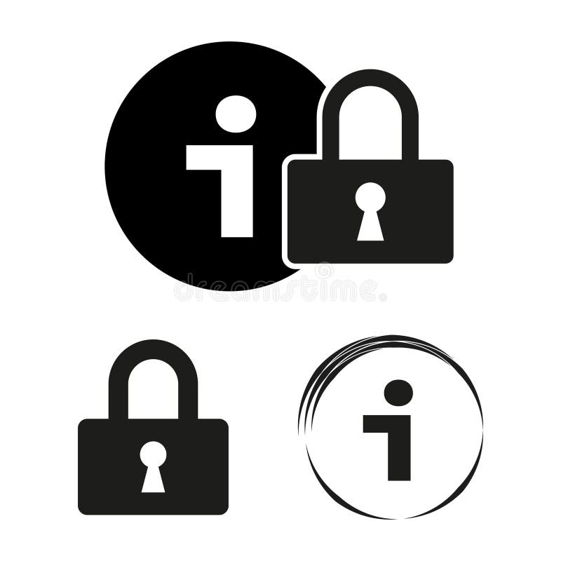 Information and Lock Icons. Abstract Vector Security Symbols. Black and ...