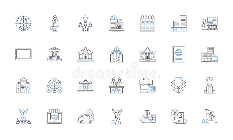 Information Management Line Icons Collection Organization Retrieval