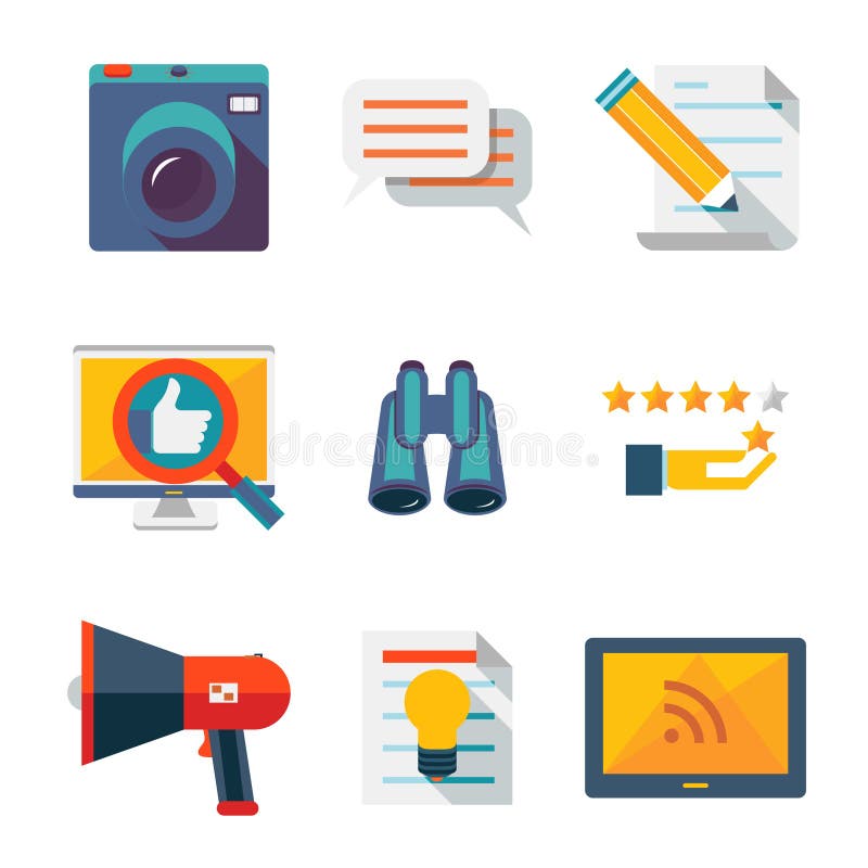 Information and Media Web Icons Stock Illustration - Illustration of ...