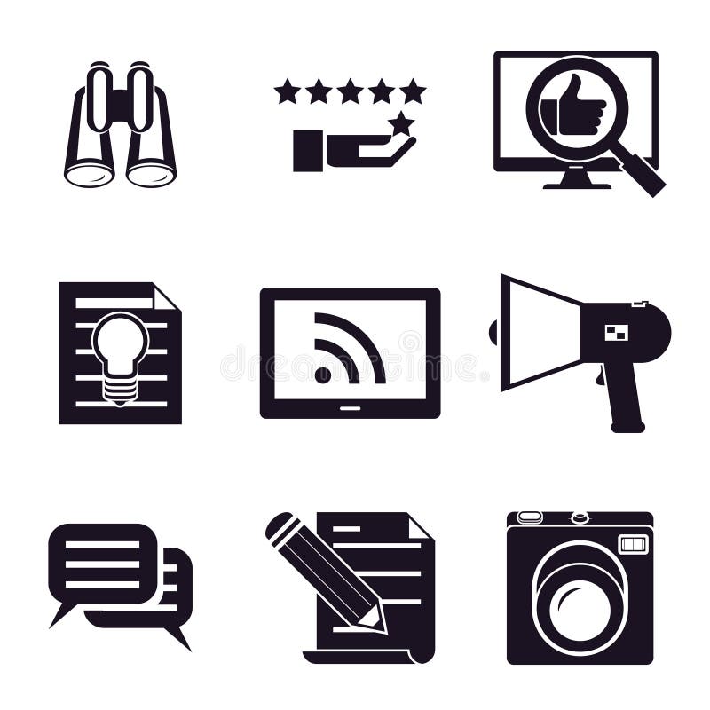Information and Media Web Icons Set Stock Vector - Illustration of ...