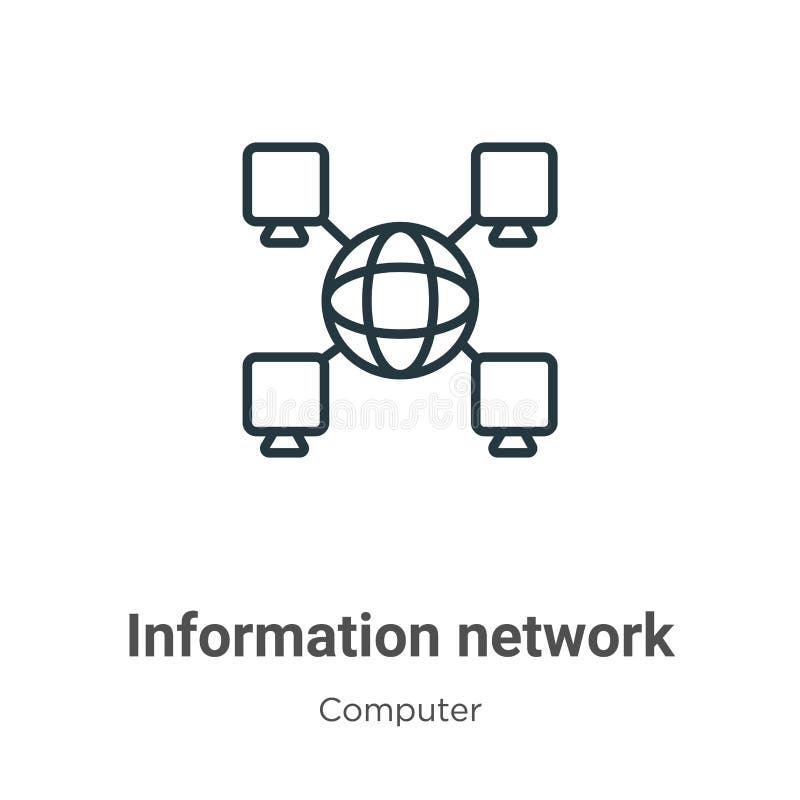 Information Network Outline Vector Icon. Thin Line Black Information ...