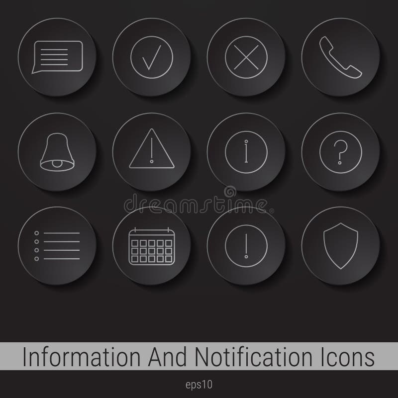 Information And Notification Thin Icons Stock Vector - Illustration of ...
