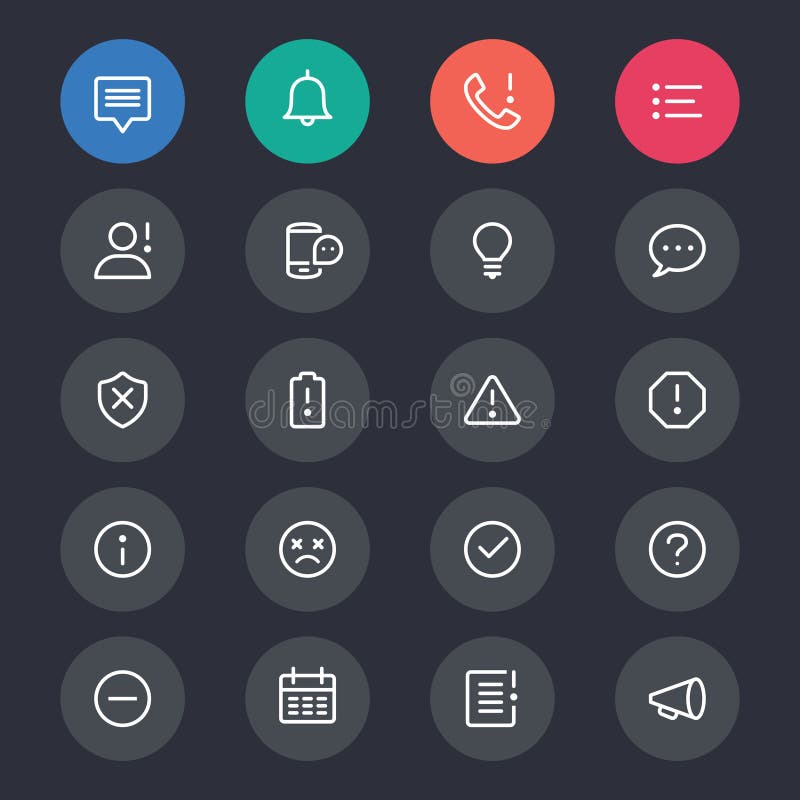 Information and Notification Outline Icon Set Stock Vector ...