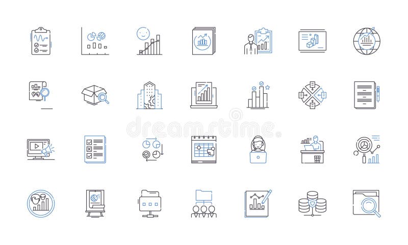 Information Organizing System Line Icons Collection Sorting Categorization Indexing