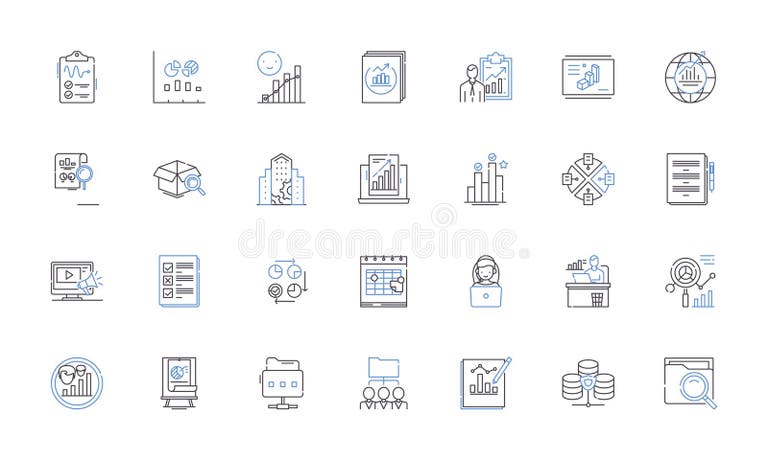 Information Organizing System Line Icons Collection Sorting