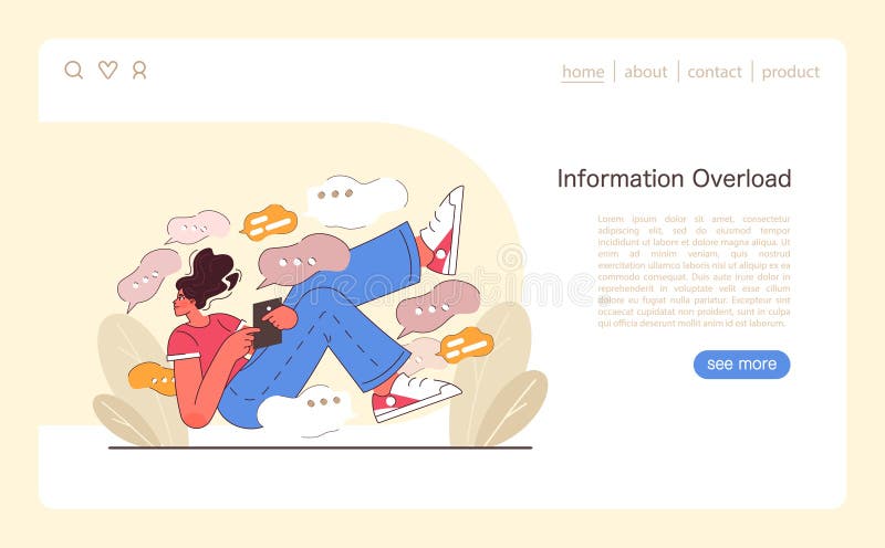 Information Overload Concept. Flat Vector Stock Vector - Illustration ...
