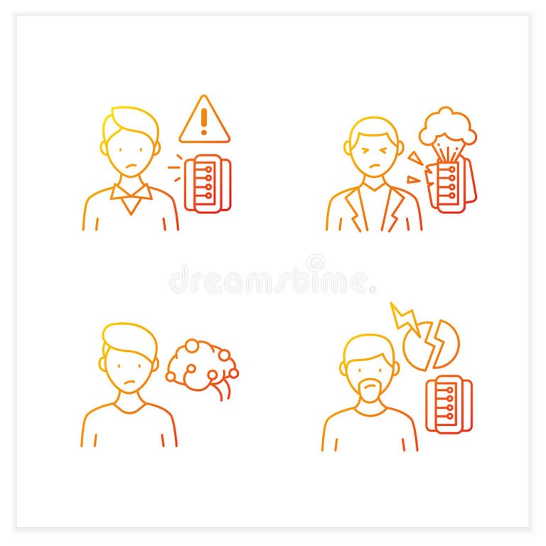 Information Overload Gradient Icons Set Stock Vector - Illustration of ...
