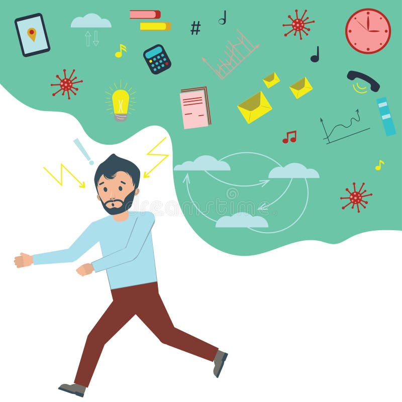 Information overload man stock vector. Illustration of multitasking ...