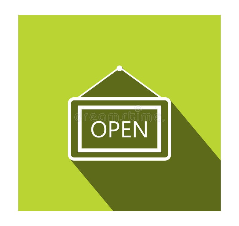 Information Plate with Open Sign, Board Hanging Flat Icon Stock ...
