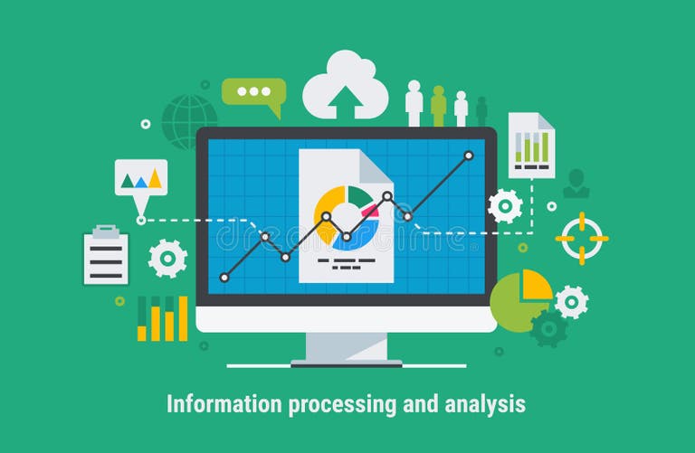 Information Processing and Analysis Stock Vector - Illustration of ...