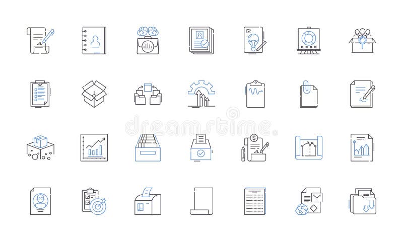Information Processing Line Icons Collection Algorithm Computation Data Database Encoding