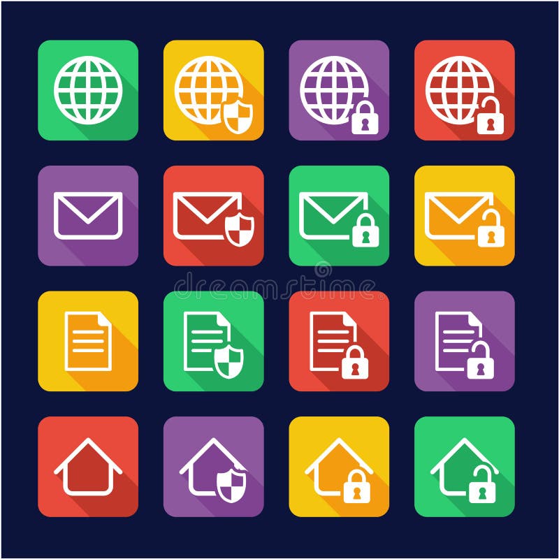 Information Protection & Information Security Icons Flat Design Stock ...