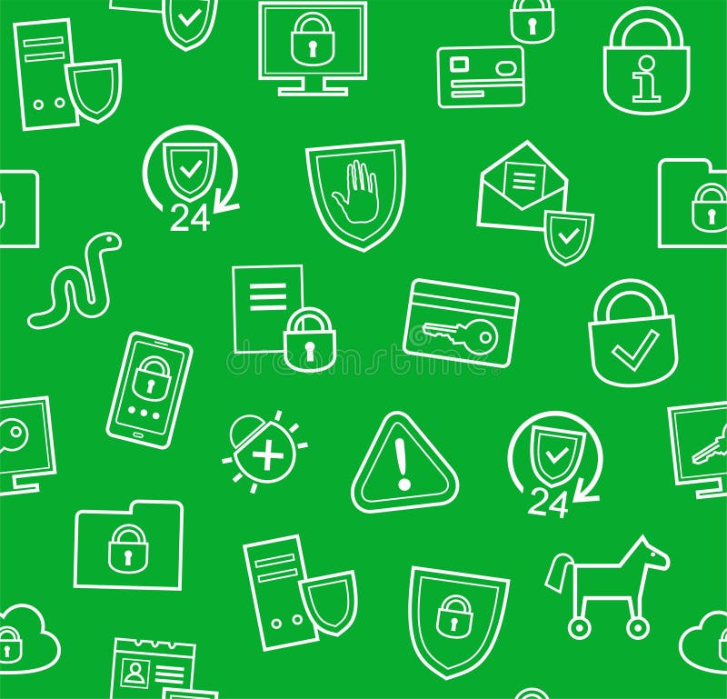 Information Protection, Seamless Background, Green, Flat. Stock Vector ...