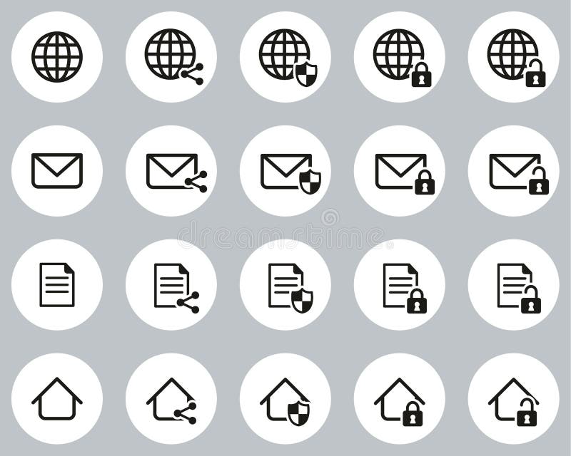 Information Protection & Information Security Icons Black & White Flat ...