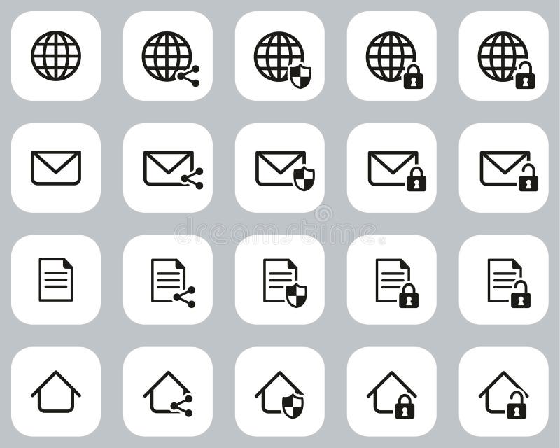 Information Protection & Information Security Icons Black & White Flat ...
