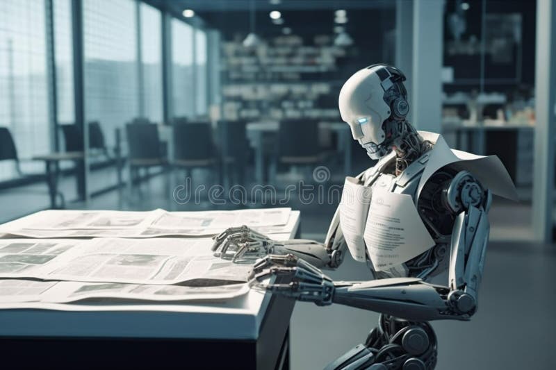 Digital Ai Artificial Robot Paper Hand Laptop Office Document ...