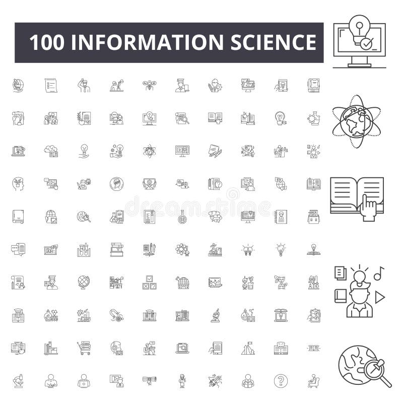 Information Science Ideas, Linear Icons, Line Signs Set, Vector ...