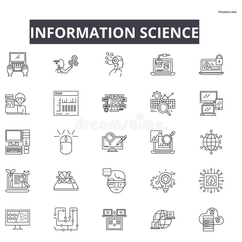 Information Science Line Icons for Web and Mobile Design. Editable ...
