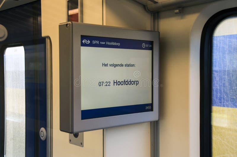 Information Screen Inside a NS Train at Hoofddorp the Netherlands ...