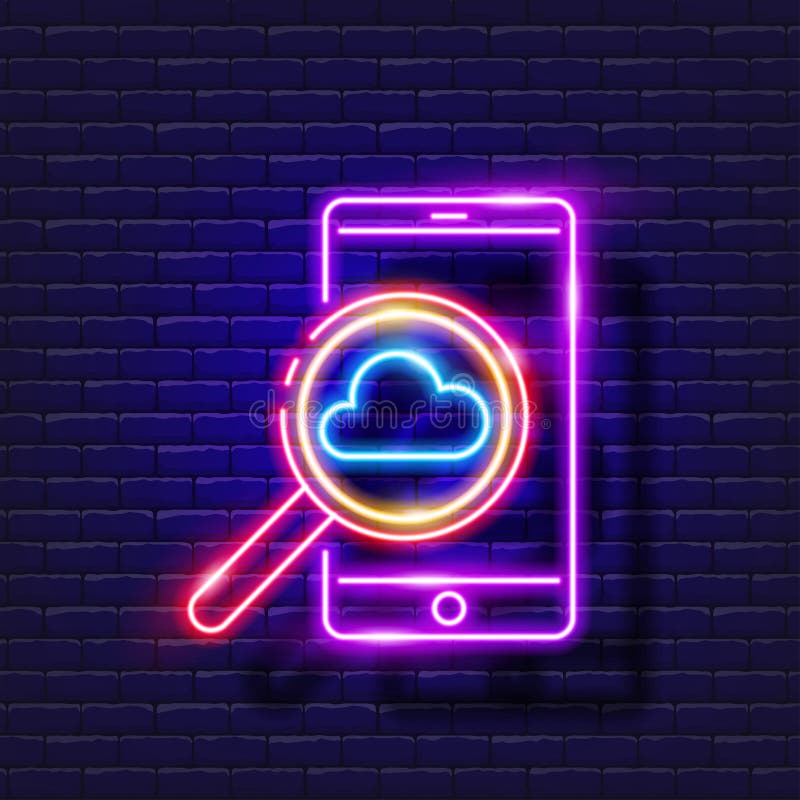 Information Search for Global Education, Icon. Neon Glowing Vector ...