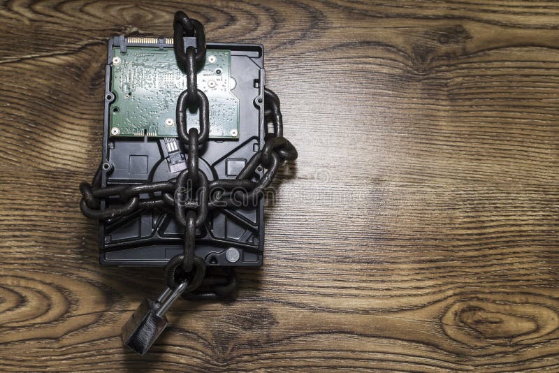 Information Security Concept, Hard Disk with Chain and Padlock. Stock ...