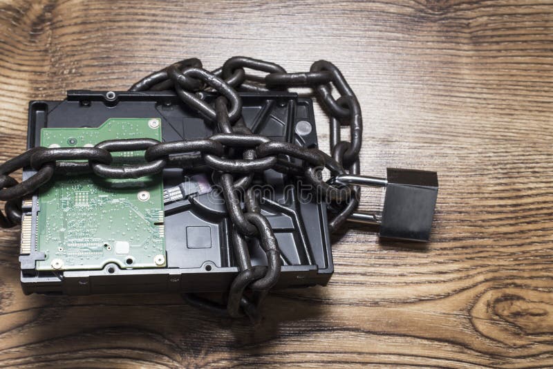 Information Security Concept, Hard Disk with Chain and Padlock. Stock ...