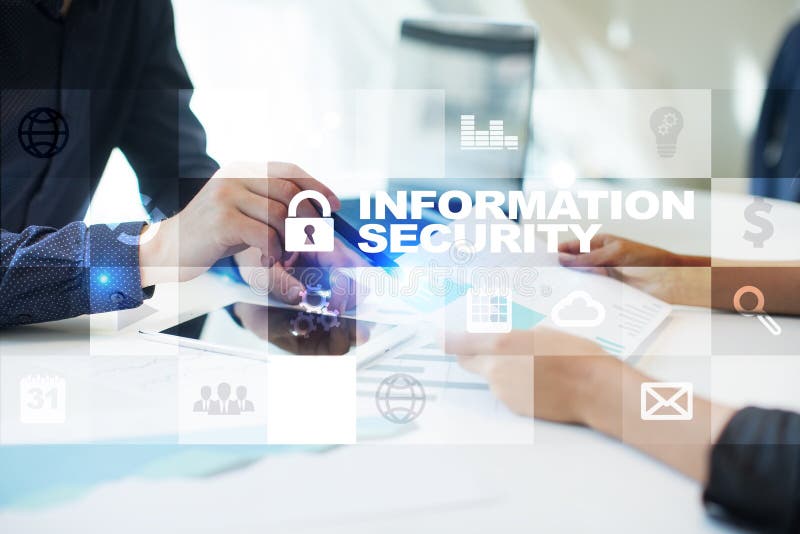 Information Security and Data Protection Concept on Virtual Screen ...