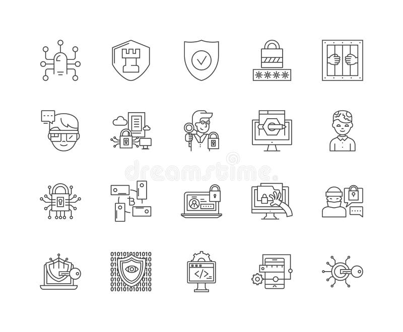 Information Security Line Icons, Signs, Vector Set, Outline ...
