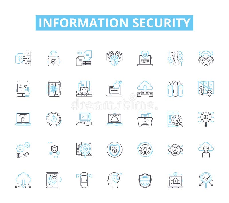 Information Security Linear Icons Set Encryption Firewall Authentication Malware Hacking
