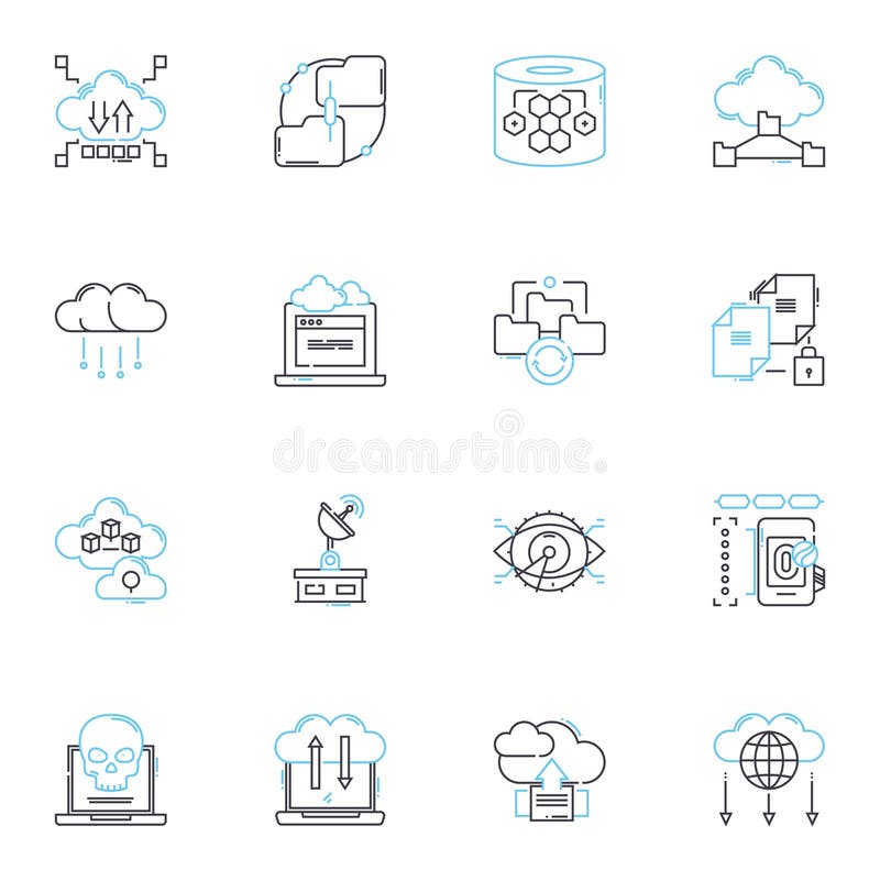 Information Security Linear Icons Set. Encryption, Firewall, Malware ...