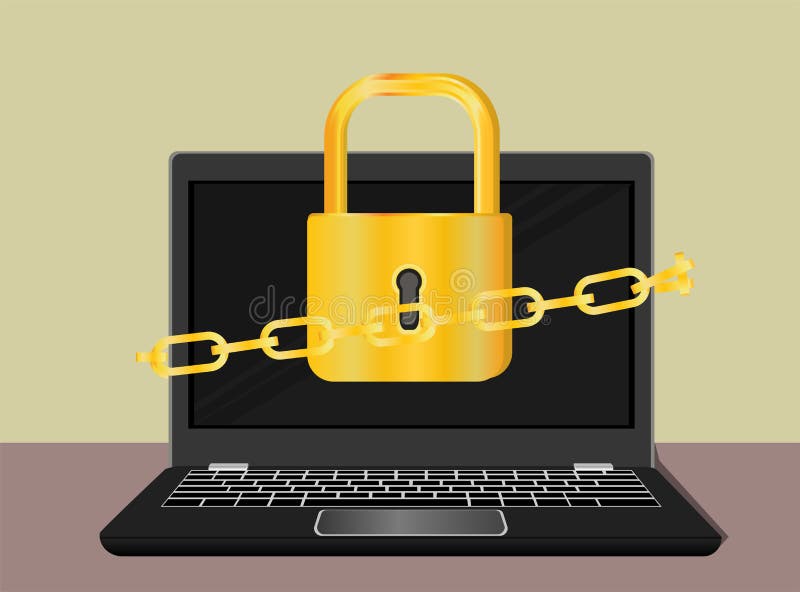 Information Security Lock and Computer Stock Vector - Illustration of ...