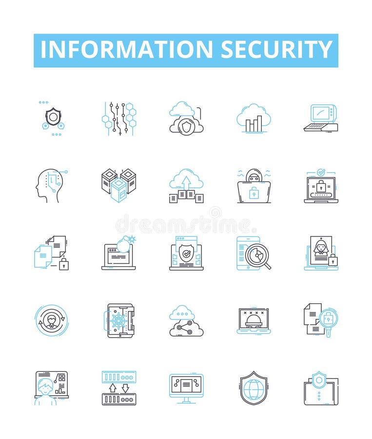 Information Security Linear Icons Set. Encryption, Firewall, Malware ...