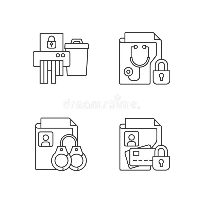 Information Sensitivity Linear Icons Set Stock Vector - Illustration of ...