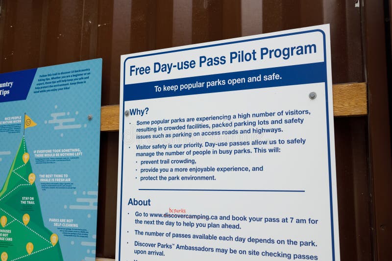 Information Sign about BC Parks Free Day-use Pass Pilot Program ...