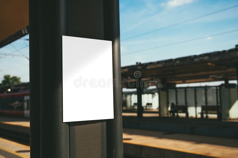 Information Sign Board Mockup on Train Station Stock Image - Image of ...