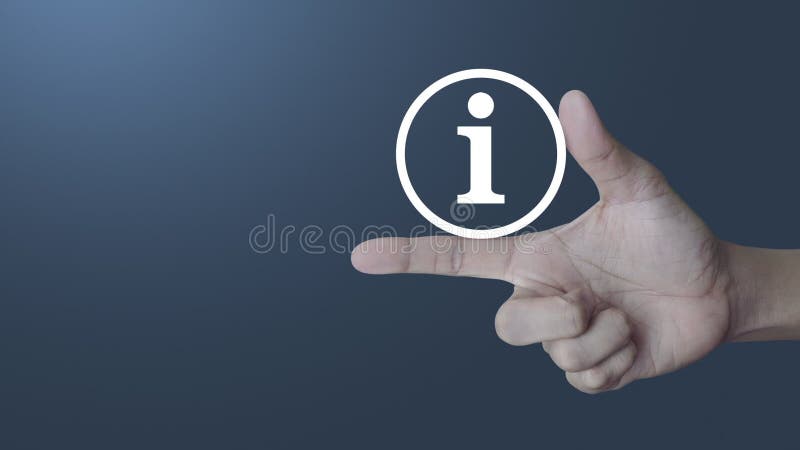 Information Sign Flat Icon on Finger Over Light Gradient Blue ...