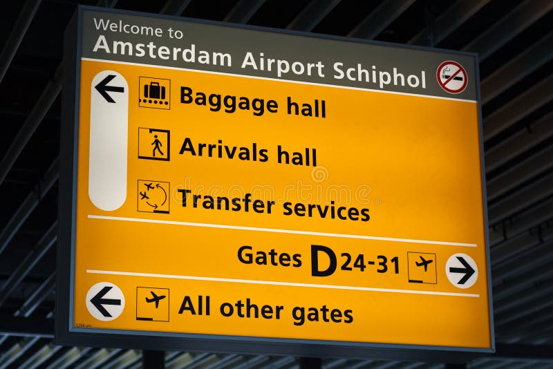 Information Sign in Schiphol Airport Stock Photo - Image of arrival ...