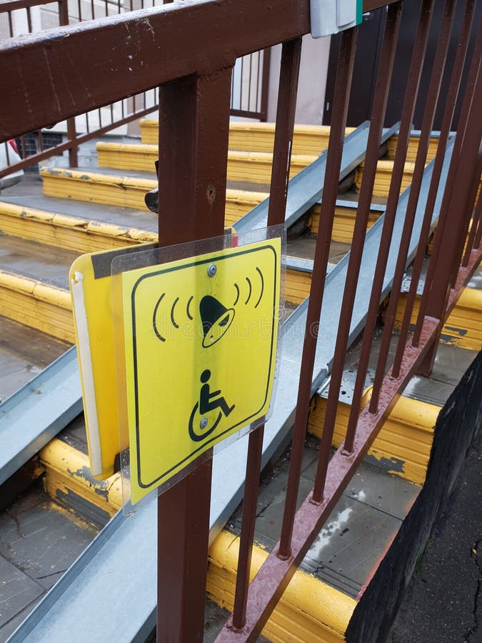 Information Signs for People with Disabilities Near Ramp on Steps Stock ...