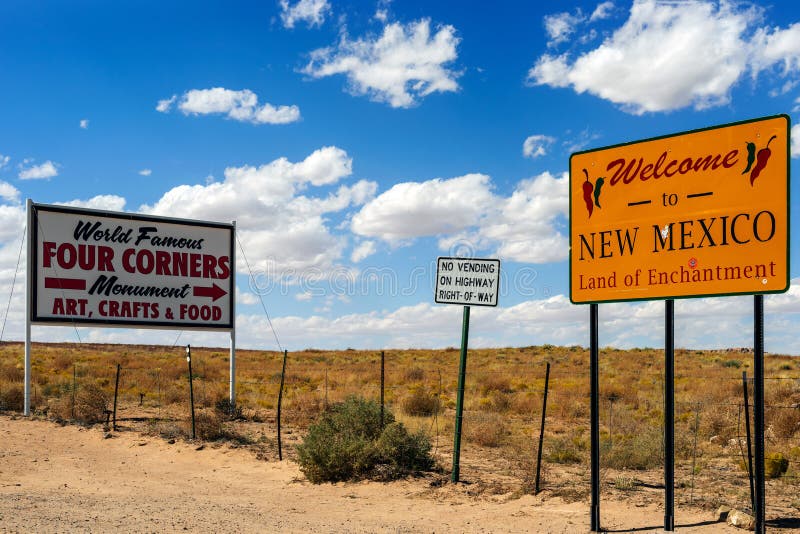 Information Signs by the Road at Four Corners, USA Stock Photo - Image ...