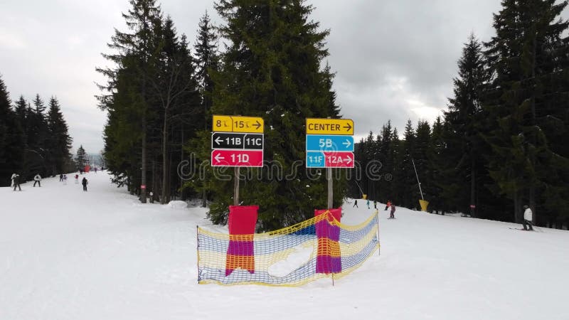 Information Signs in the Ski Resort Indicating the Numbers of the Ski ...
