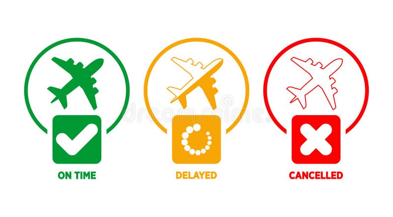 Flight status icon set stock vector. Illustration of plane - 24942620