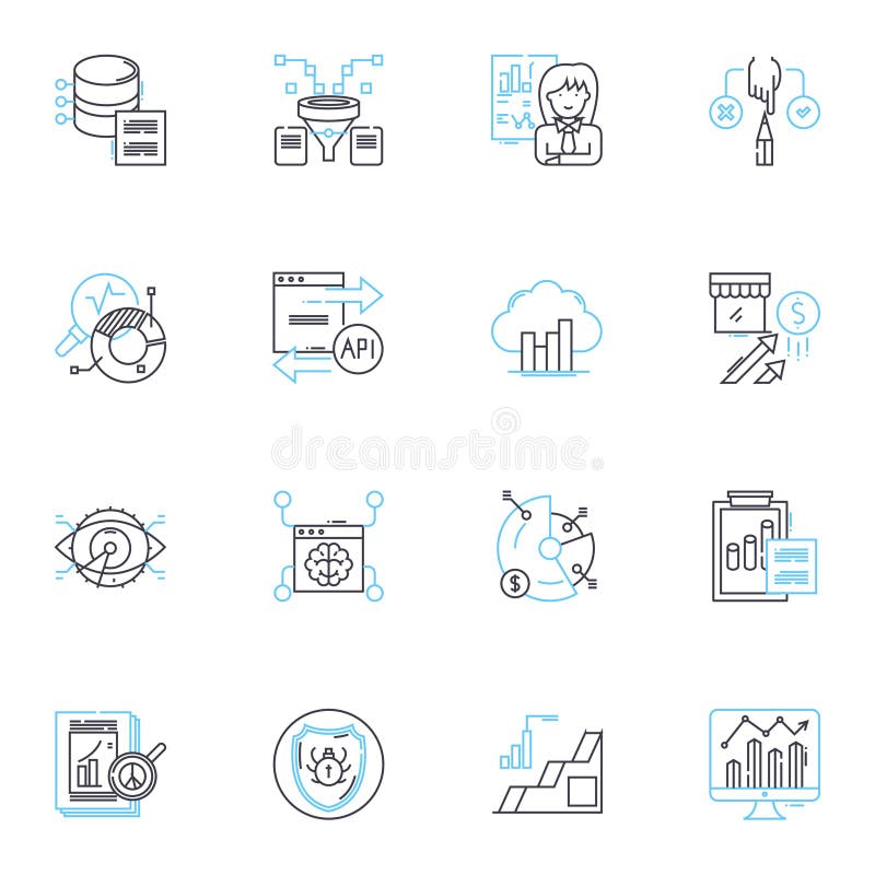 Information Storage Linear Icons Set Archive Backup Binary Cloud 9071