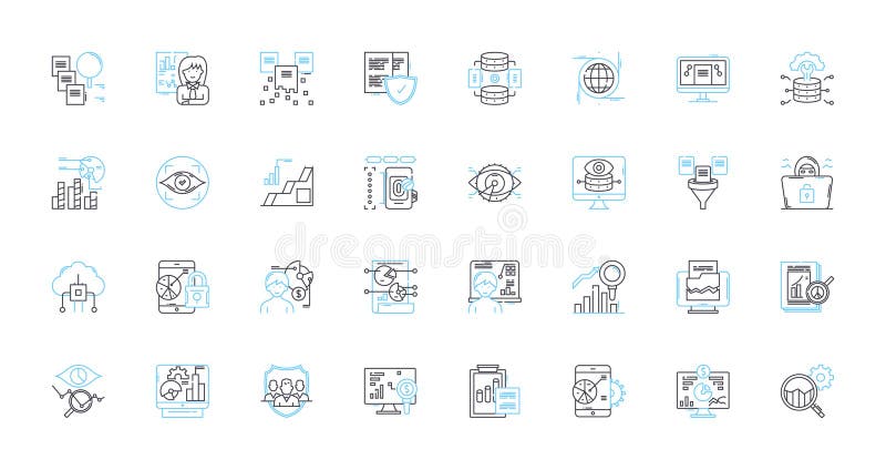 Information Storage Linear Icons Set. Archive, Backup, Binary, Cloud ...
