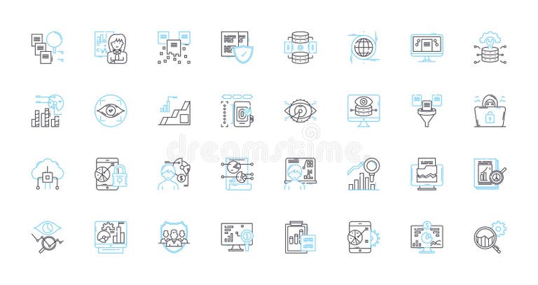 Information Storage Linear Icons Set. Archive, Backup, Binary, Cloud, Compression, Data, Digital ...