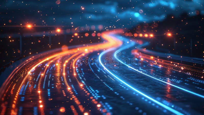 Information Superhighway: Streams of Light Flowing on High-Speed Data ...