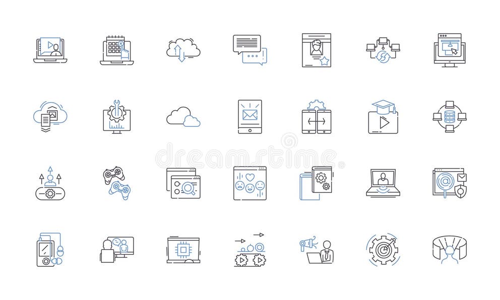 Information System Line Icons Collection. Database, Analytics, Nerk, Integration, Security ...